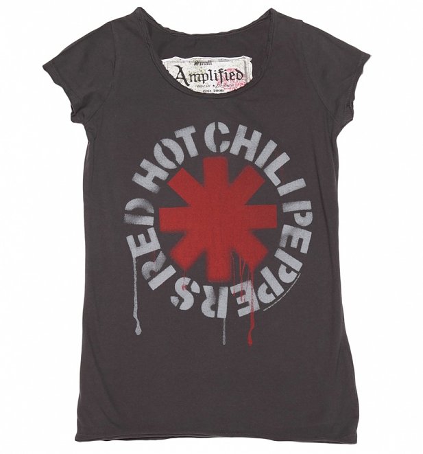 Womens Charcoal Dripping Red Hot Chili Peppers T Shirt From Amplified