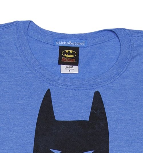 Mens Blue Marl Dc Comics Batman Slogan T Shirt