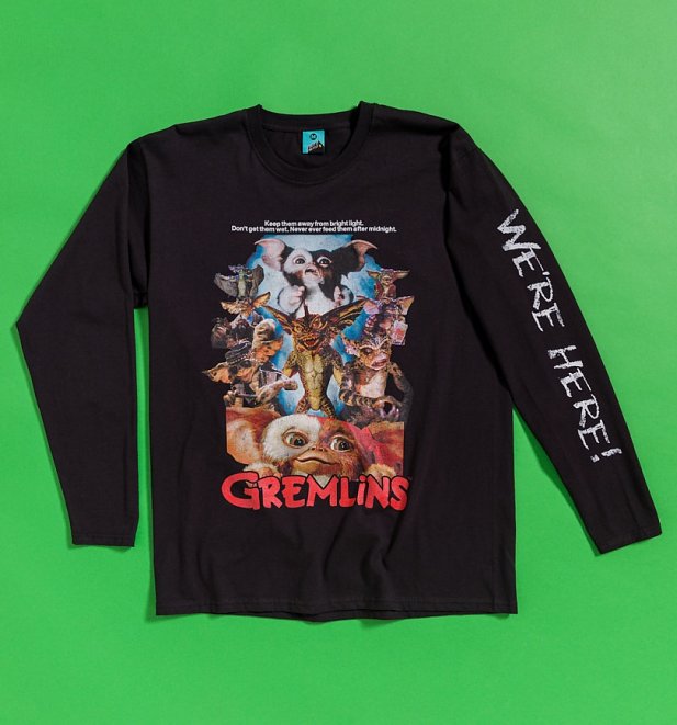 Retro Gremlins Black Long Sleeve T-Shirt