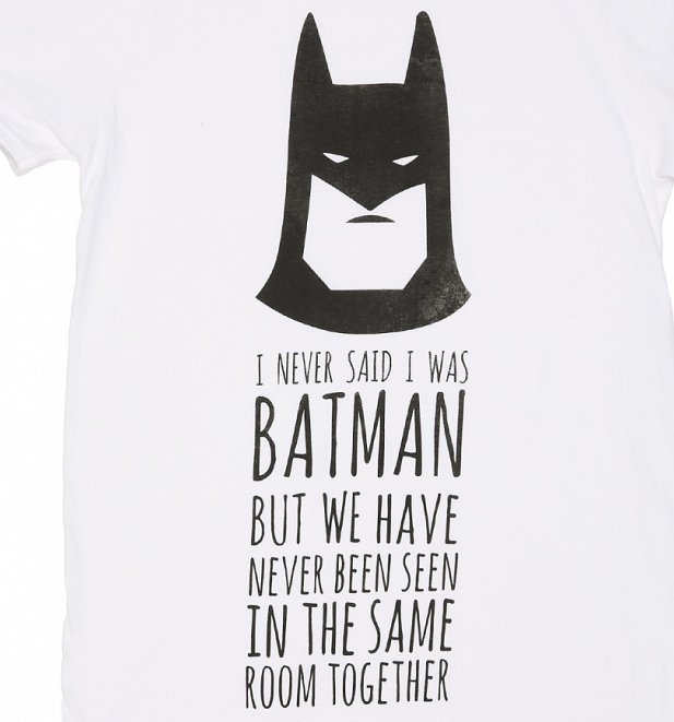 Mens White Dc Comics Batman Slogan T Shirt
